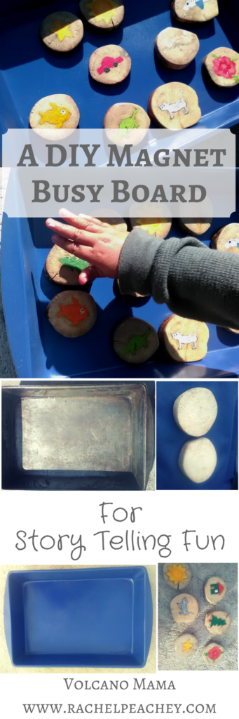 A DIY Magnet Busy Board For Story Telling Fun - Volcano Mama